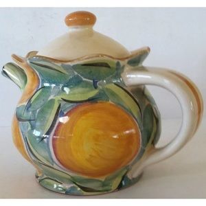 Other | Teapot Tan Wyellow And Green Lemon Design | Poshmark